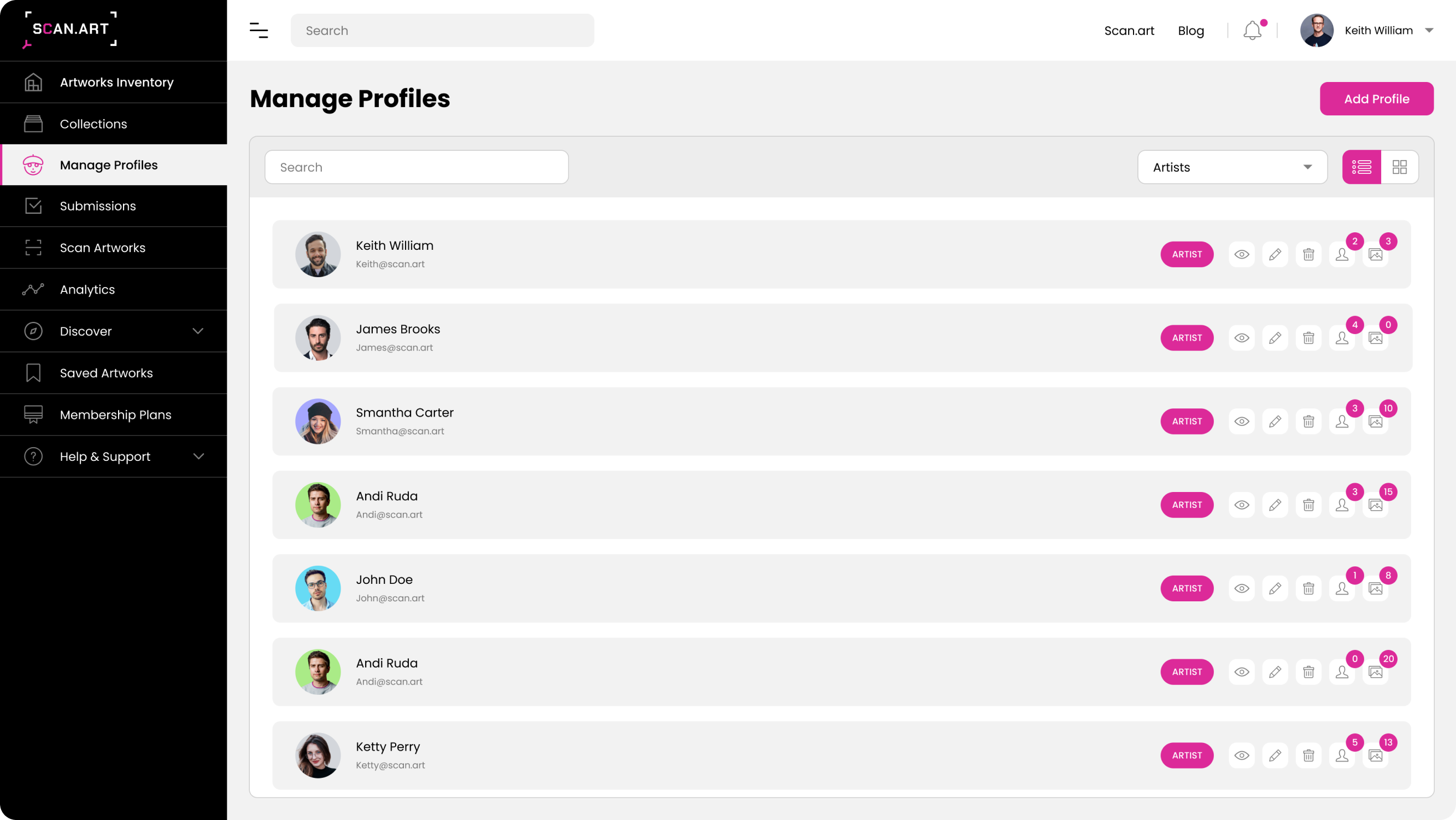 Explore Artists (Coming Soon)